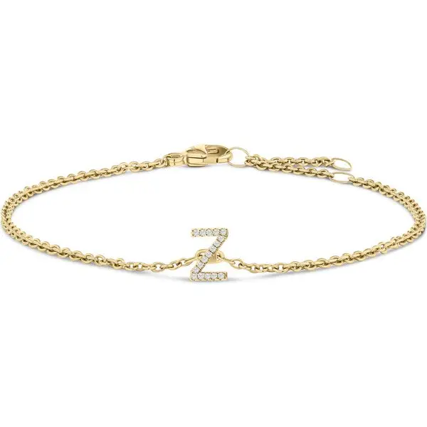 HAUS OF BRILLIANCE 10k Gold Diamond Accent Initial Charm Link Bracelet - Yellow | Z